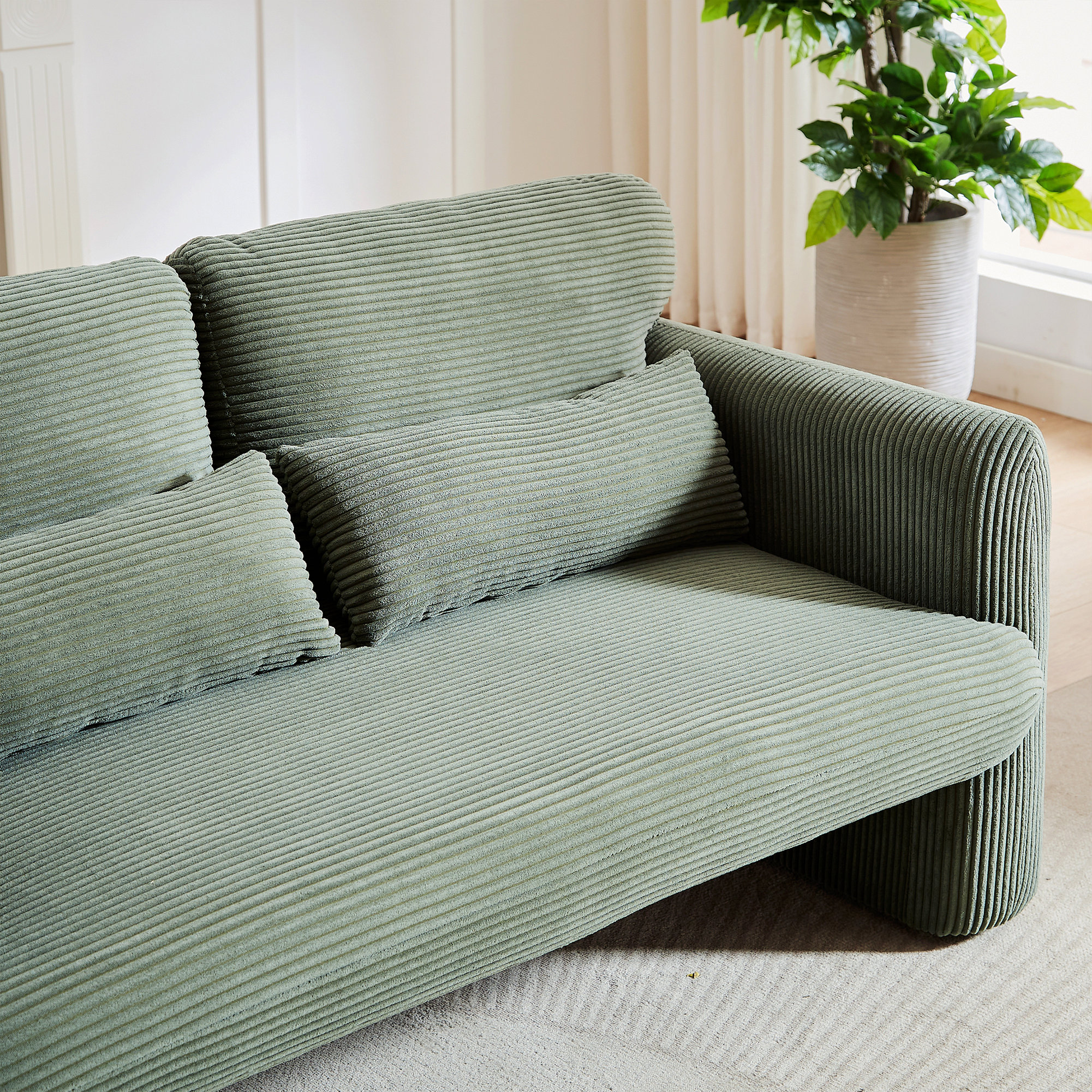 Latitude Run® Two 60"Corduroy Fabric Sofa with 33" Single Sofa,Modern Sofa Set with Support ...